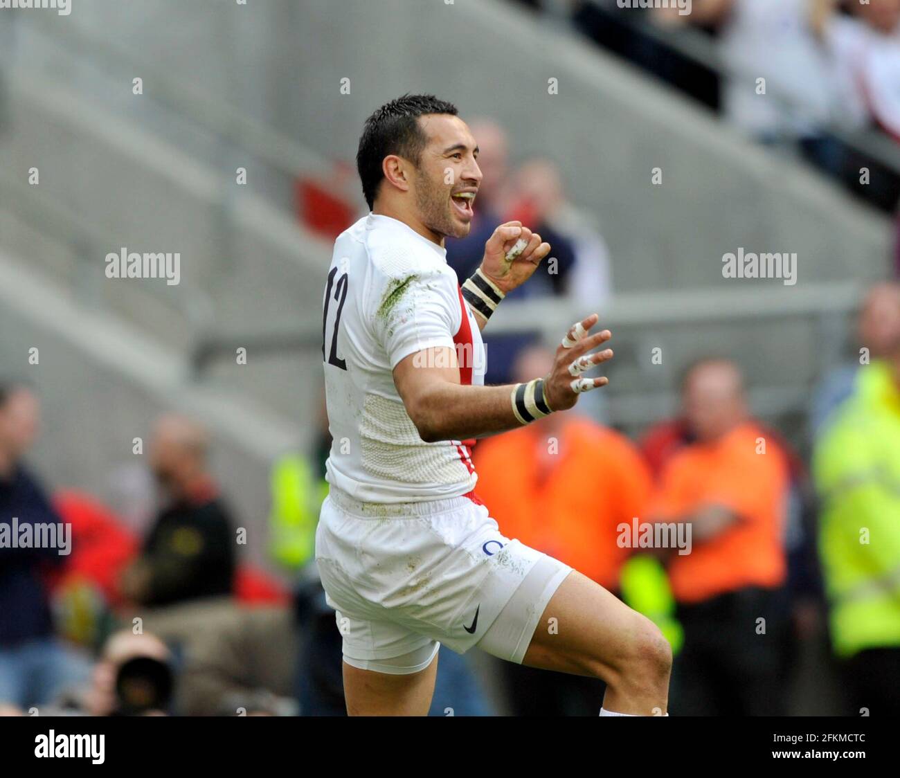 SIX NATIONS ENGLAND V FRANCE AT TWICKENHAM. FLUTEY AFTER HIS 1ST TRY ...