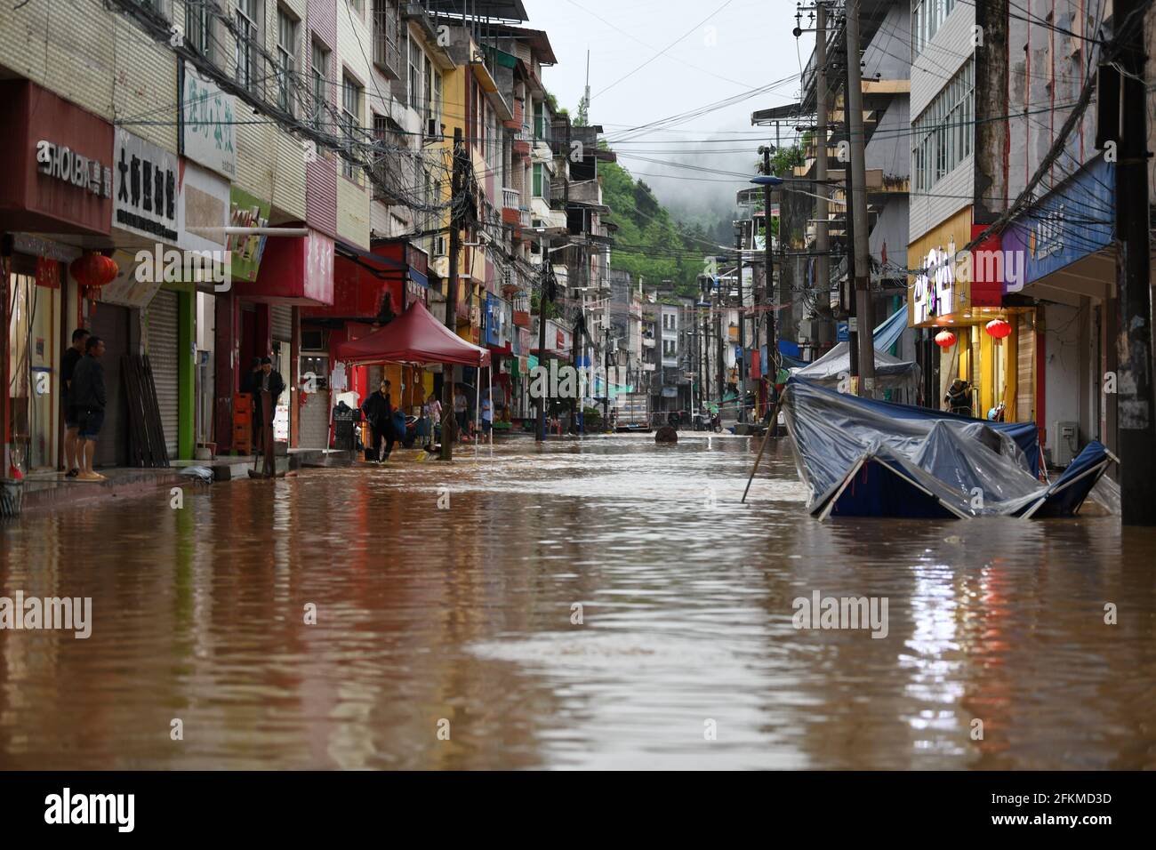 YOUYANG, CHINA - MAY 3, 2021 - Flooding streets caused by heavy rain ...