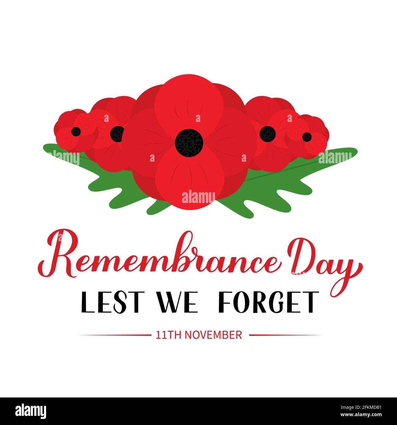 Remembrance Day calligraphy hand lettering with Red poppy flower ...