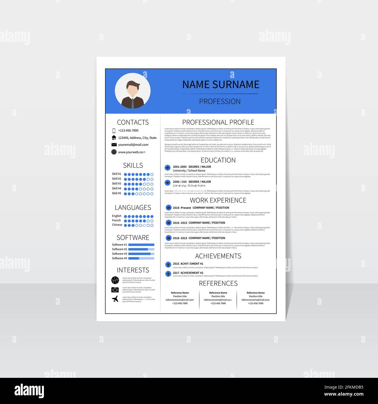 Resume template for man. Modern CV layout with infographic ...