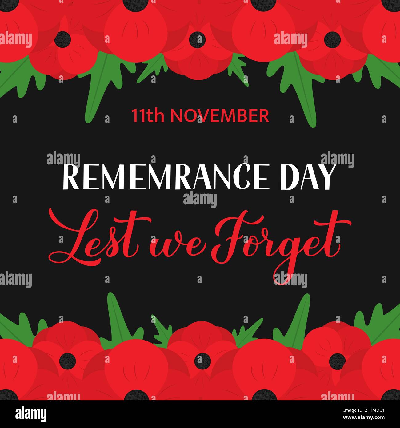 Remembrance Day Lest we forget calligraphy hand lettering with Red ...