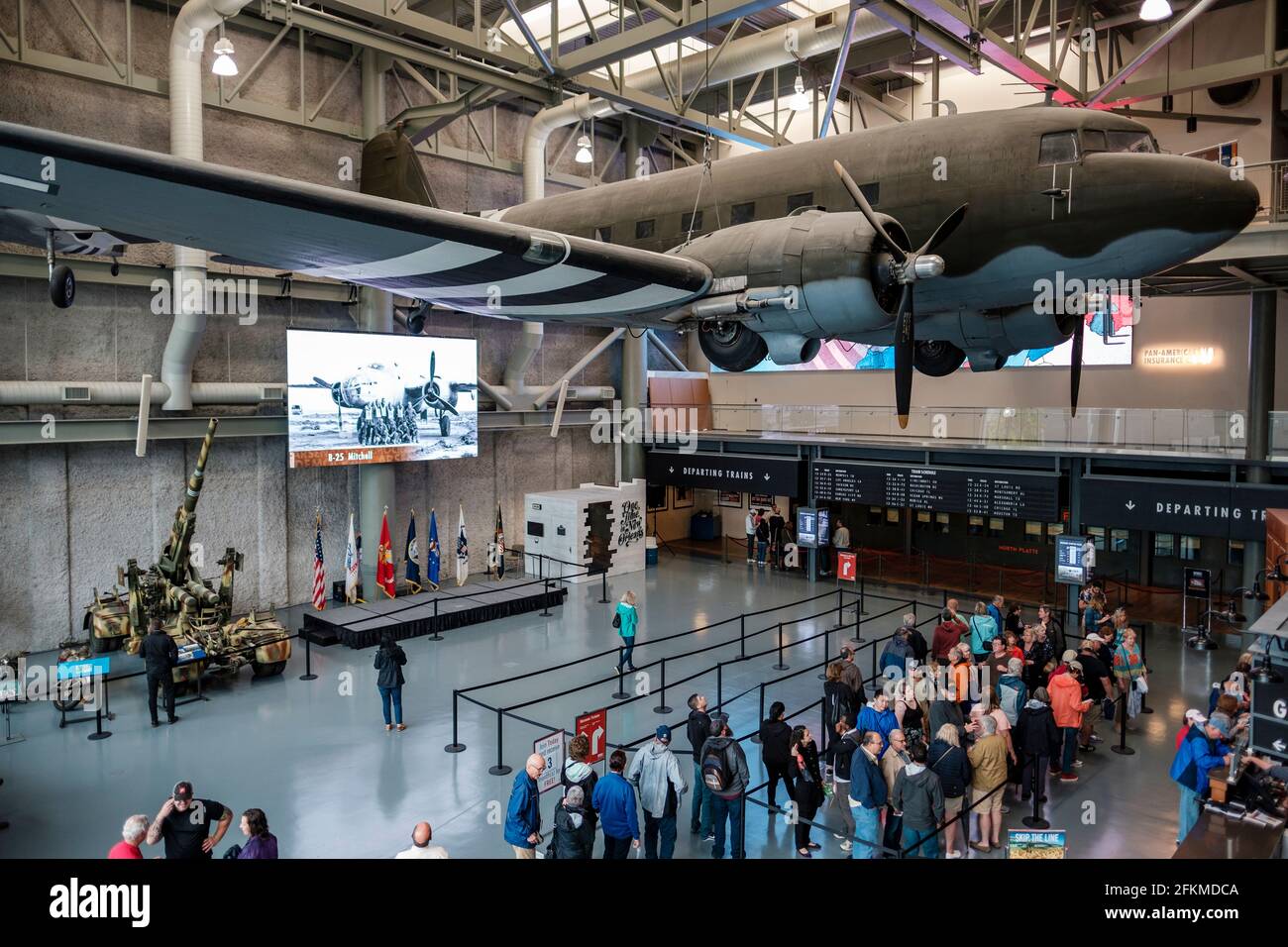 Visitors at The Atrium of the Louisiana Memorial Pavilion, Douglas c-47 ...