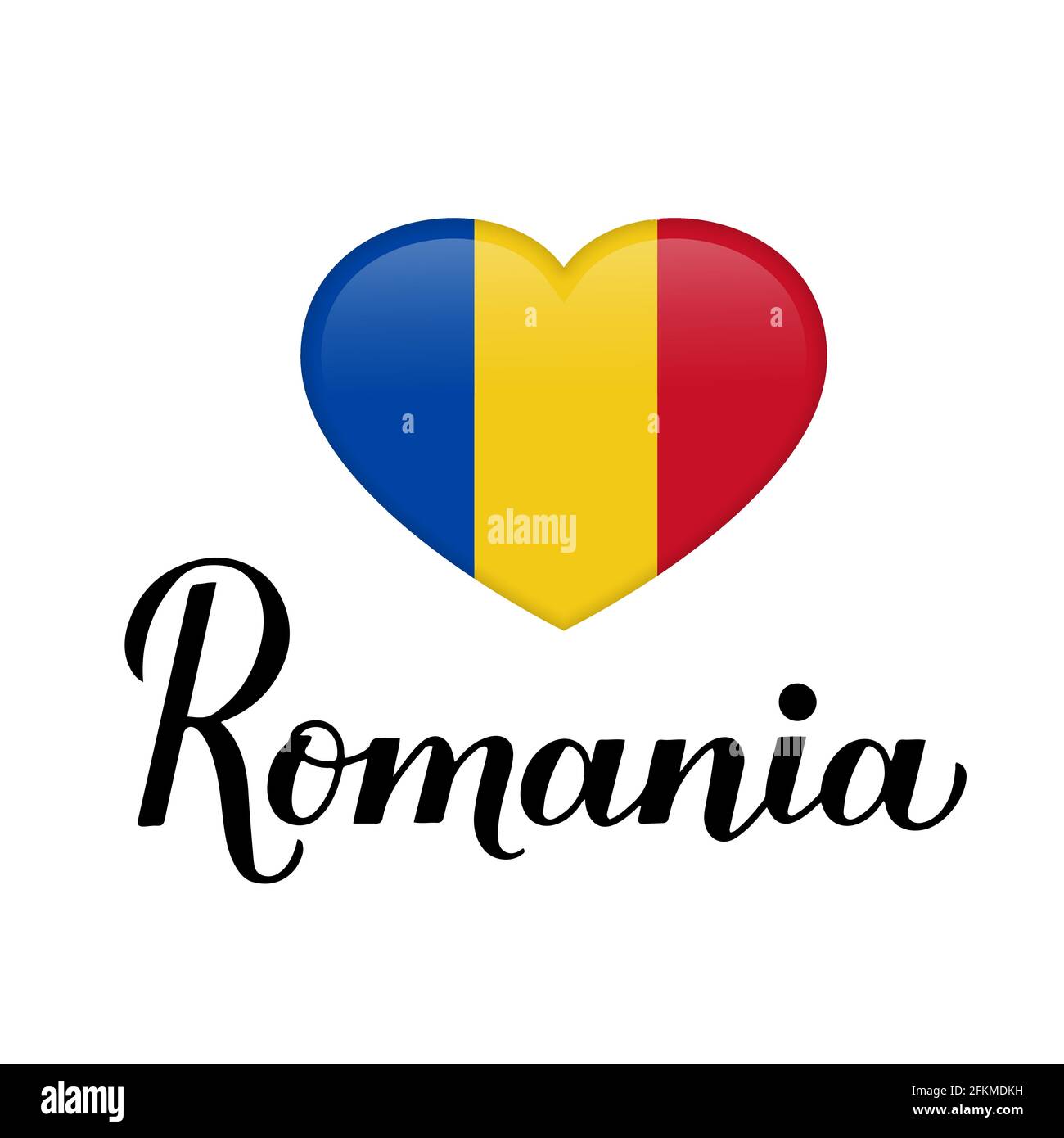 Romania calligraphy hand lettering isolated on white. Polish flag in ...