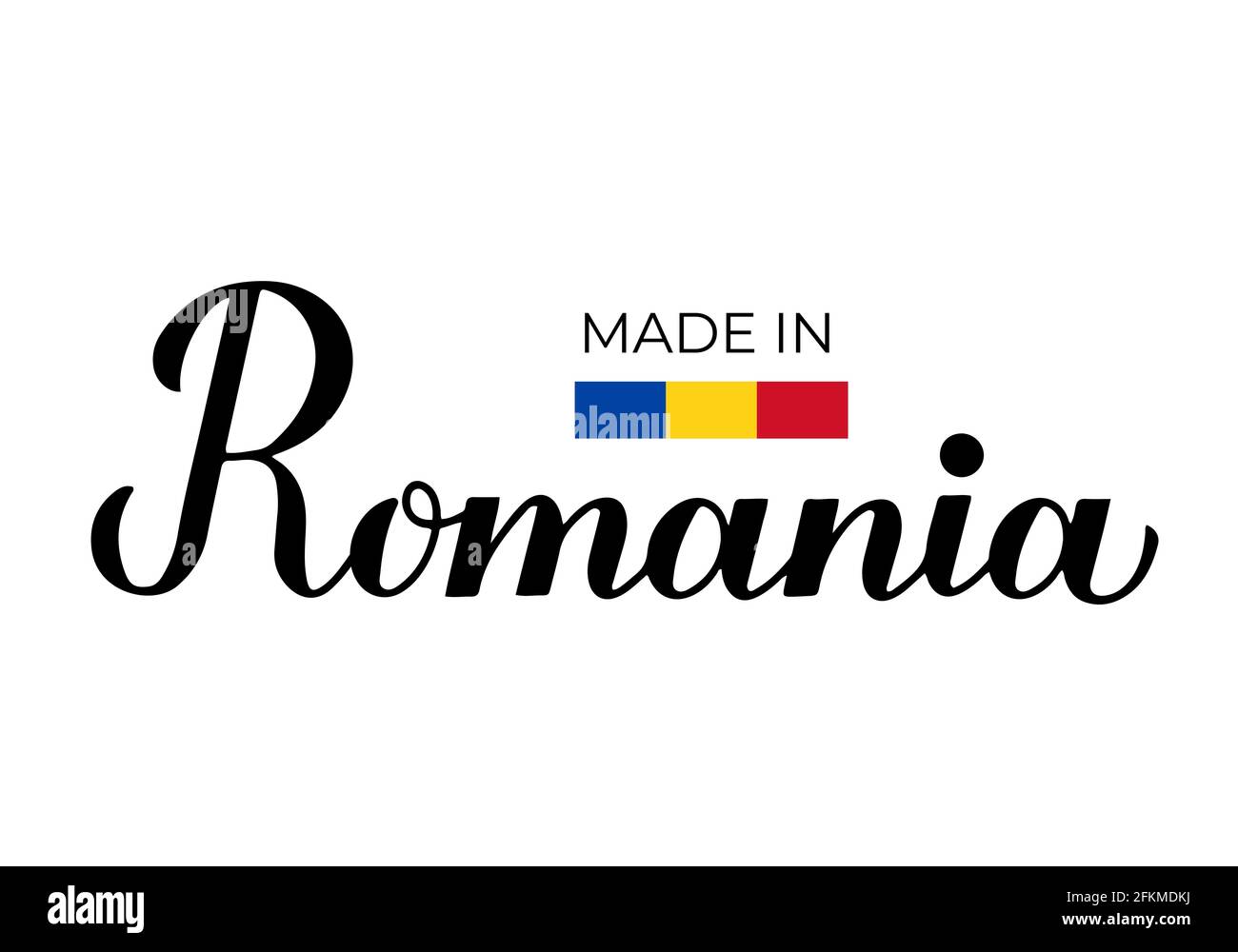 Made in Romania handwritten label. Calligraphy hand lettering. Quality ...