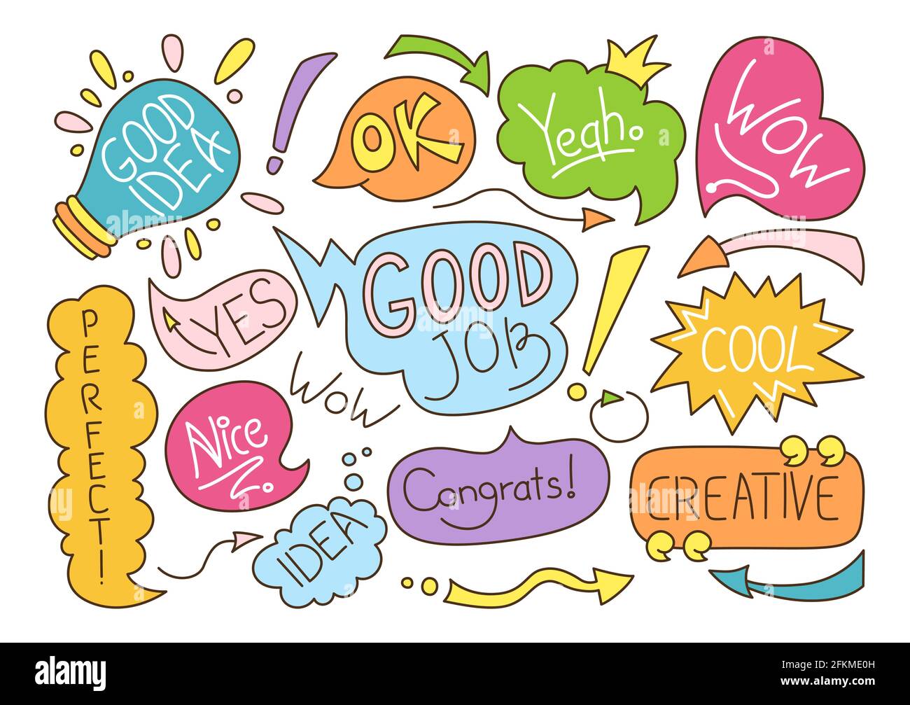 Speech bubble comic doodle set. Pop art design elements dialog clouds ...