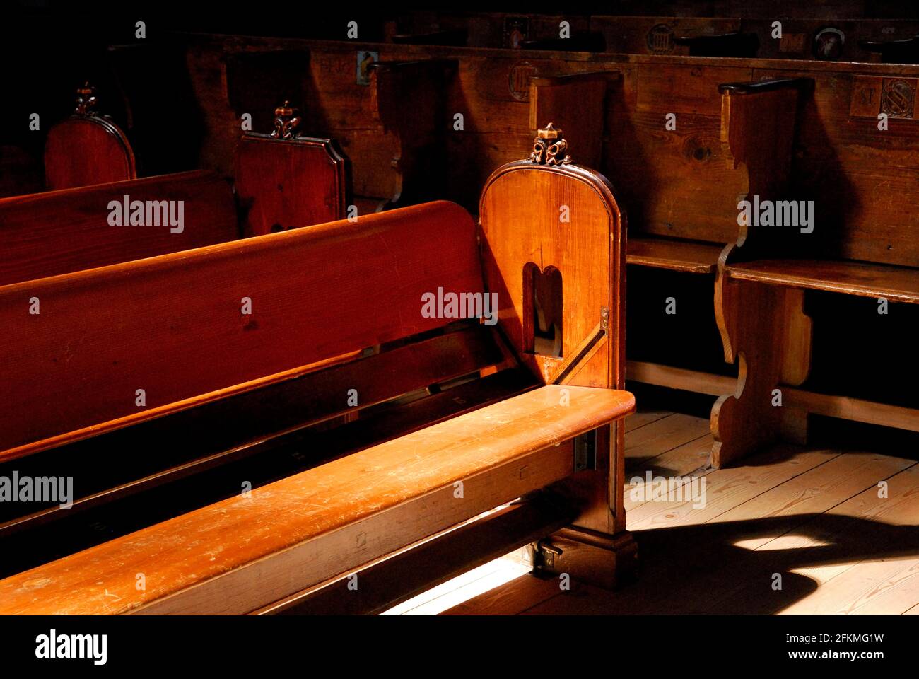 Empty church pew, Bern Cathedral, Bern, Canton of Bern, Switzerland ...