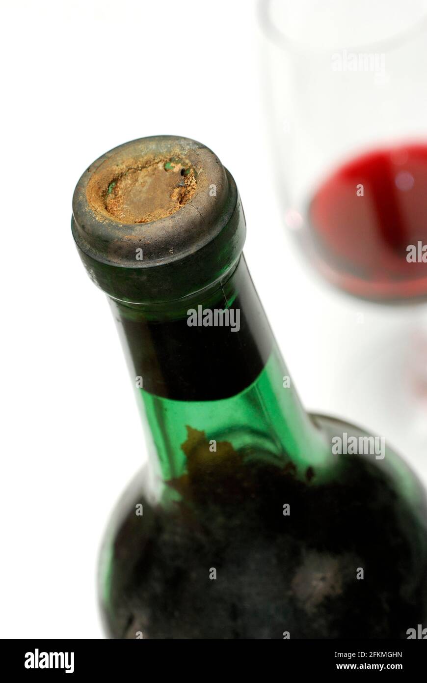 Cork in old wine bottle, old wine, aged cork, cork cone, red wine Stock ...