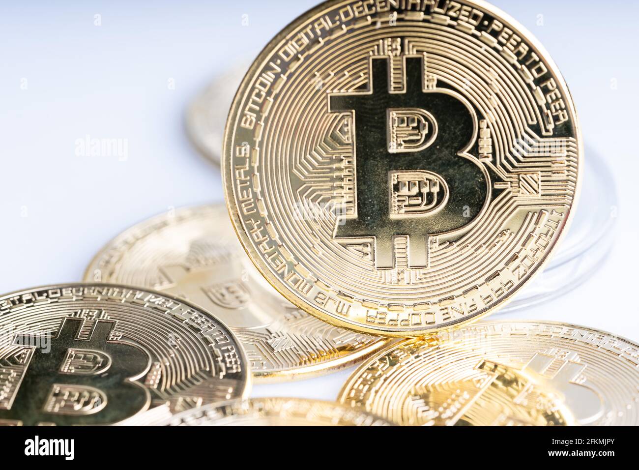 Cryptocurrency investment Concept. Bitcoin replica on white background ...