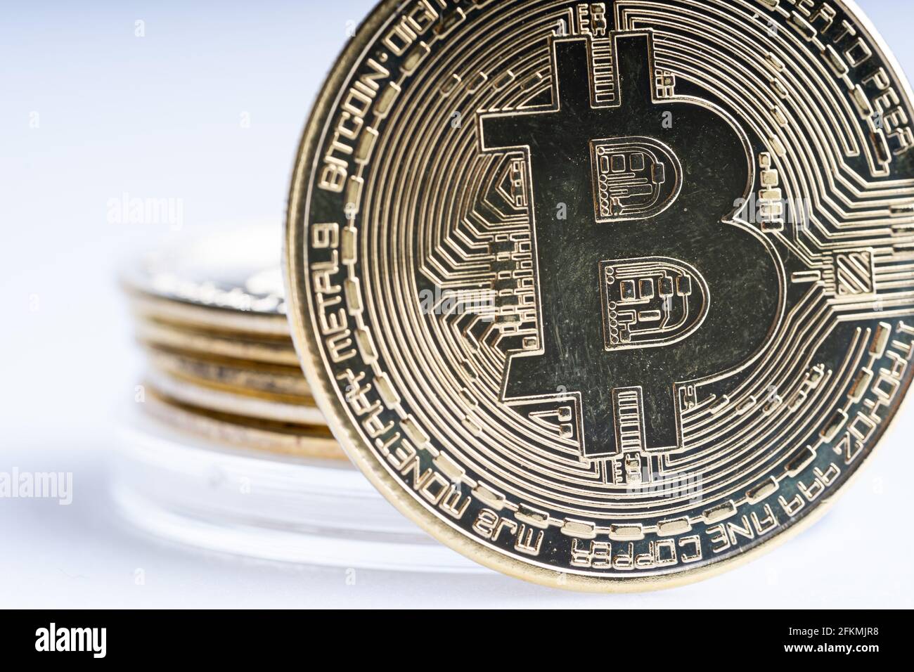 Cryptocurrency investment Concept. Bitcoin replica on white background ...