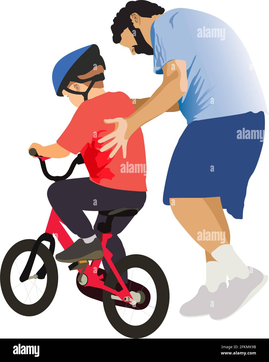Teaching boy to ride a bike Stock Vector Images - Alamy