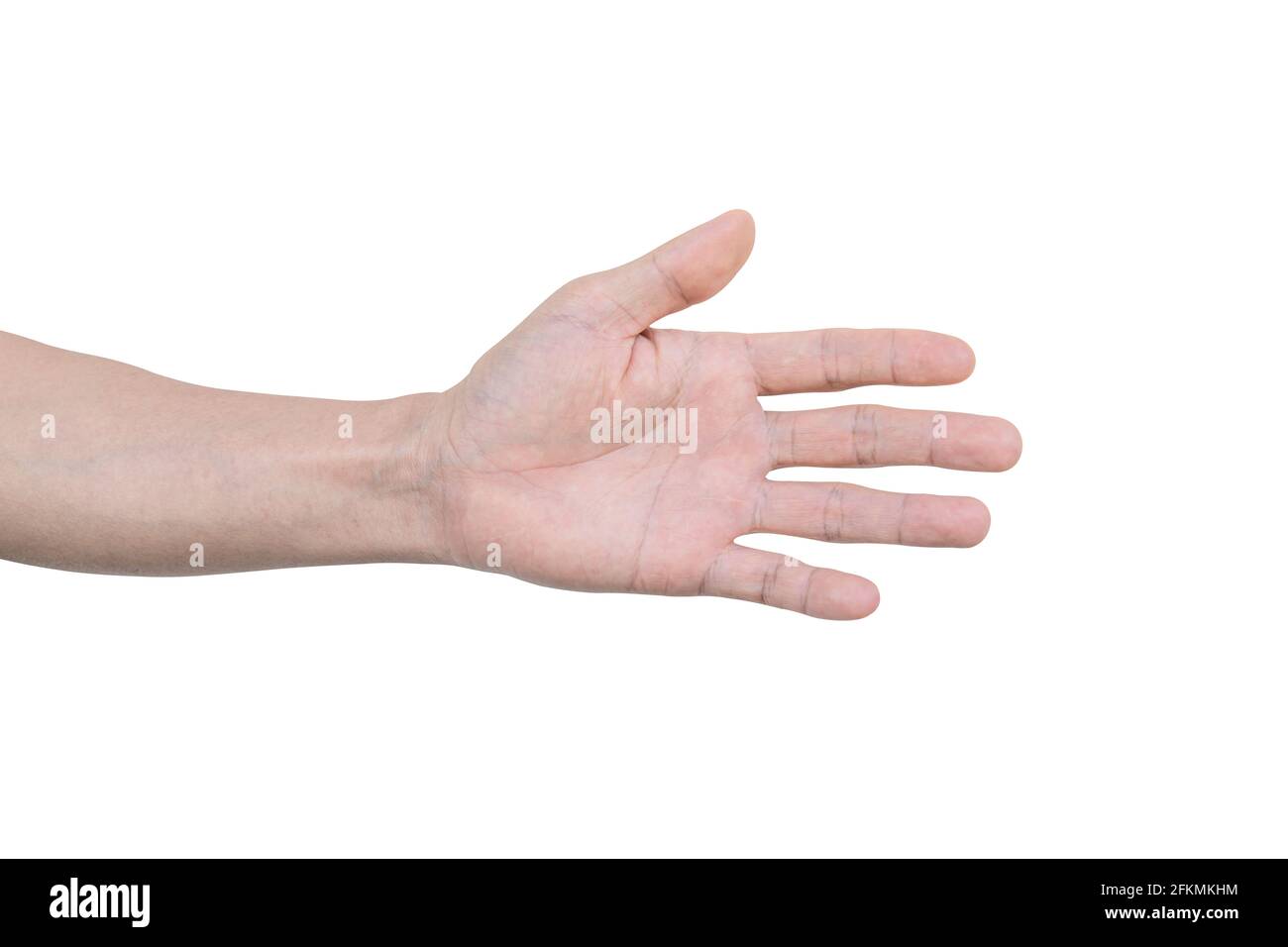 Left palm hand of young man, Isolated on white background with clipping ...