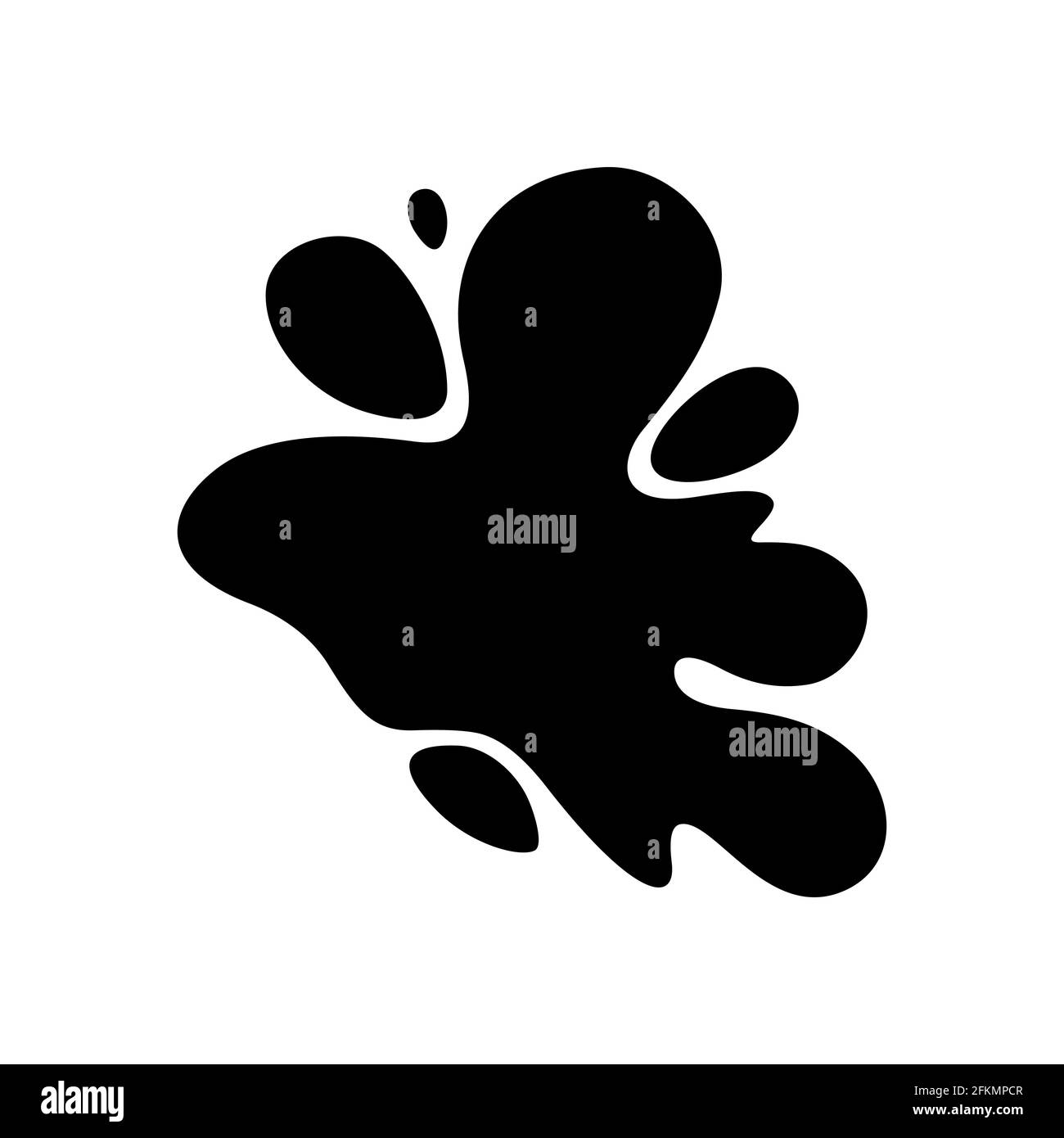 Splashing dye stain for logo. Icon of black stain isolated in white ...