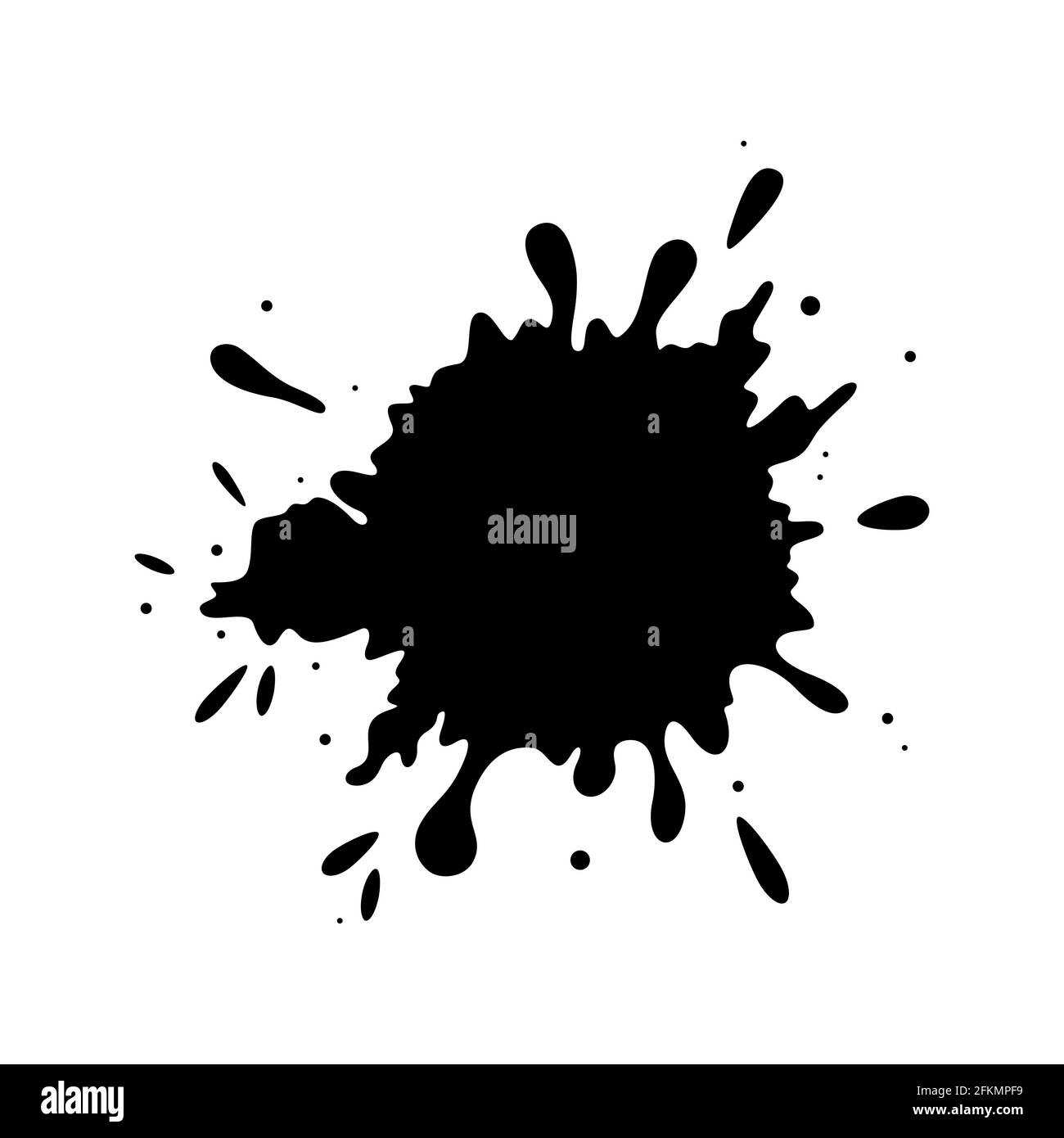 Muddy splatter texture. Black liquid drop shape isolated in white ...
