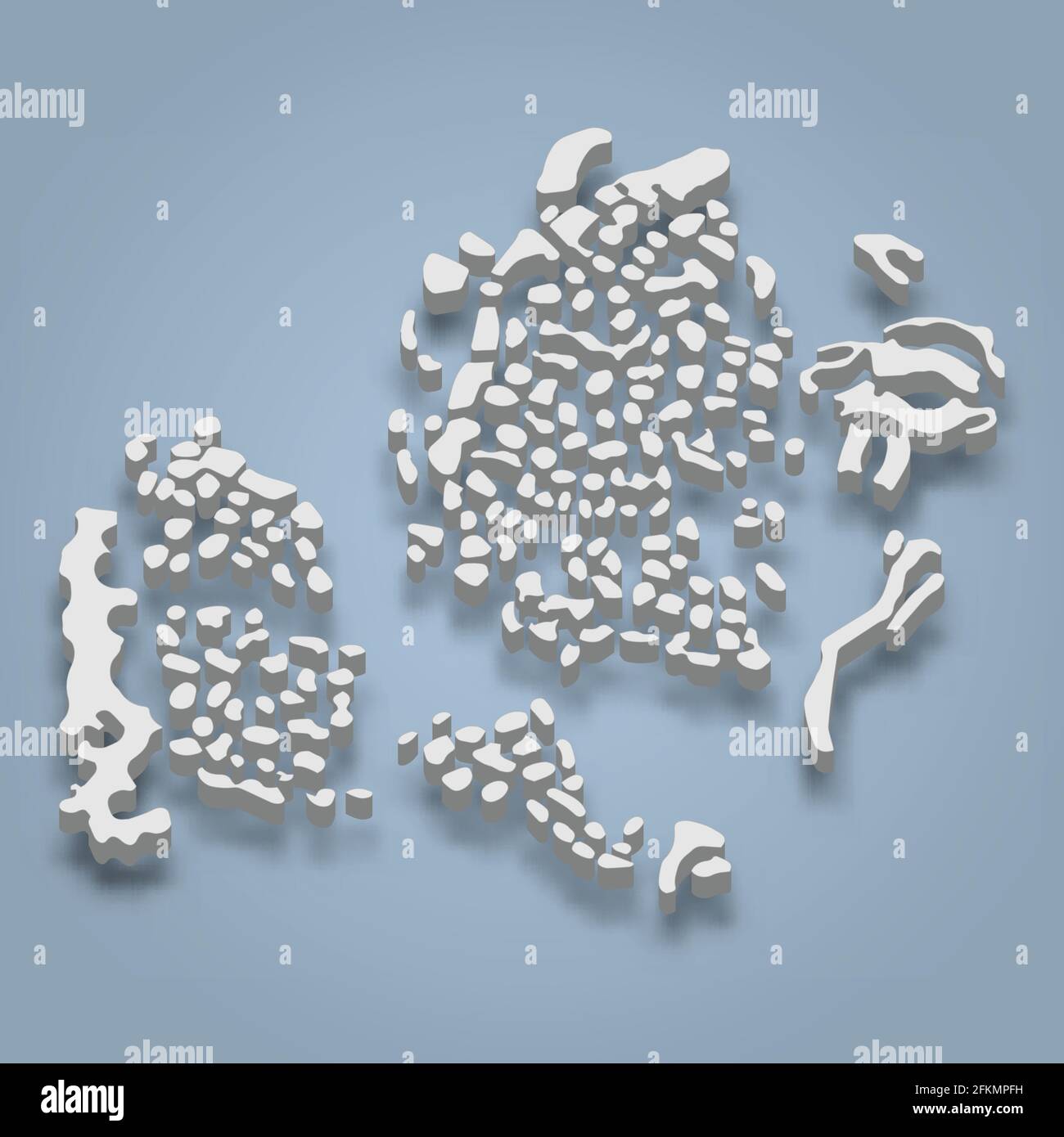 3d isometric map of The World is an artificial island in Dubai, United ...