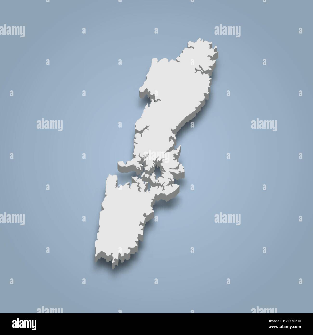 3d isometric map of Tsushima is an island in Japan, isolated vector ...