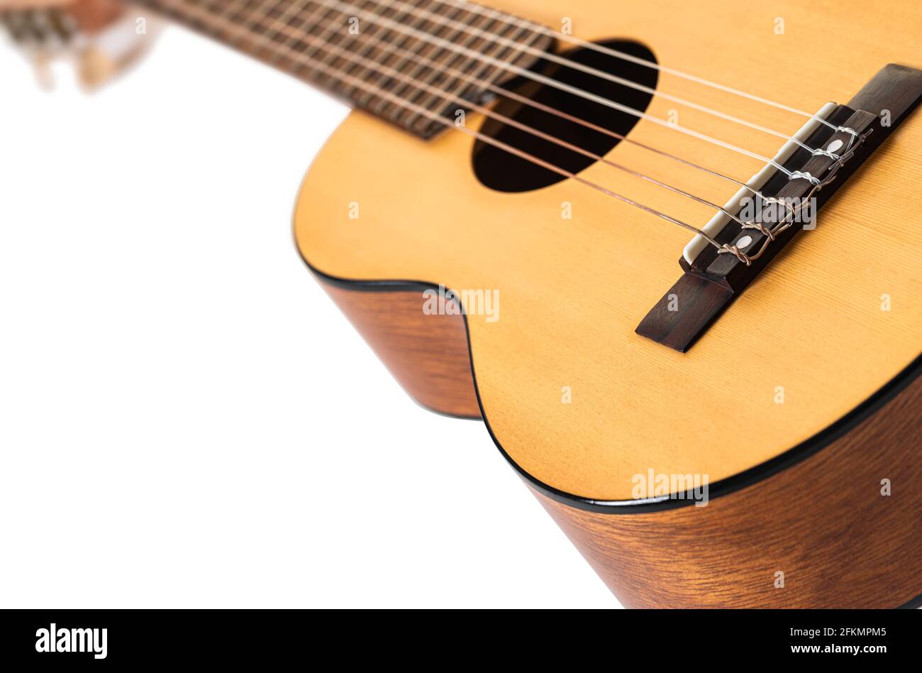wooden guitar six-string closeup on white background Stock Photo - Alamy