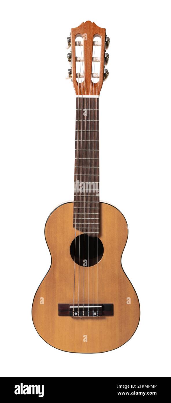 wooden guitar six-string closeup on white isolated background Stock ...