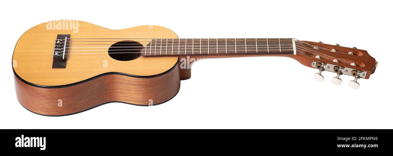 wooden guitar six-string closeup on white isolated background Stock ...