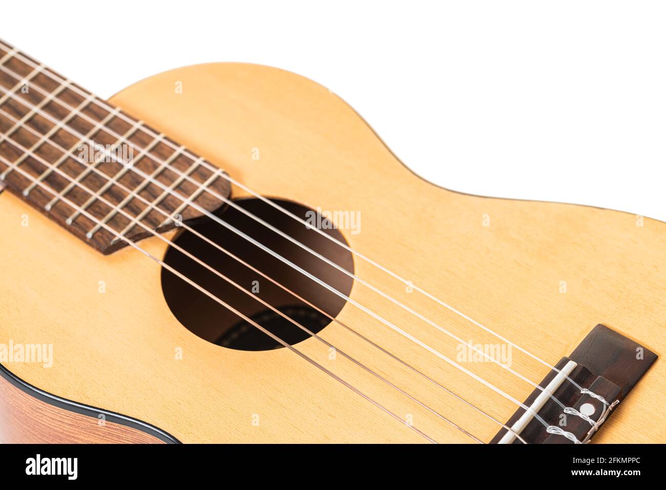 wooden guitar six-string closeup on white background Stock Photo - Alamy