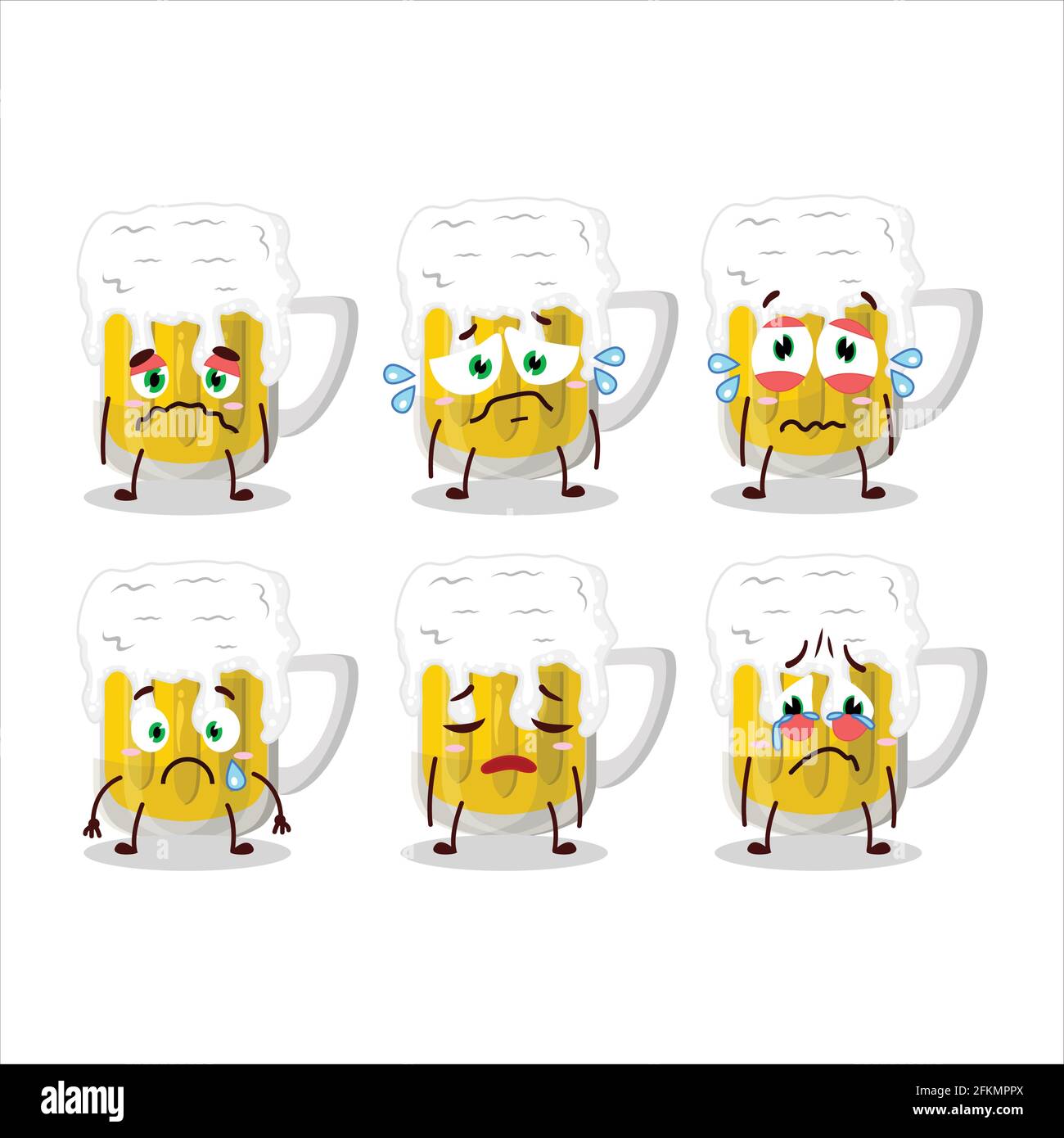Beer cartoon in character with sad expression. Vector illustration ...