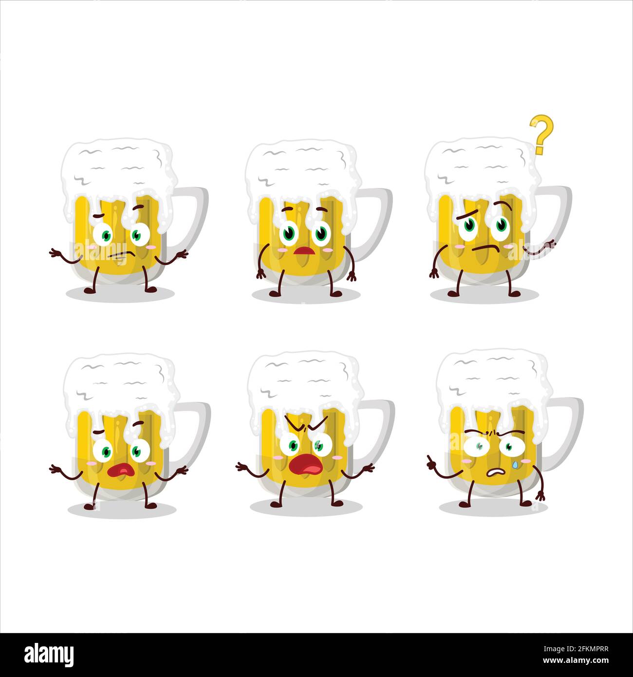 Cartoon character of beer with what expression. Vector illustration ...