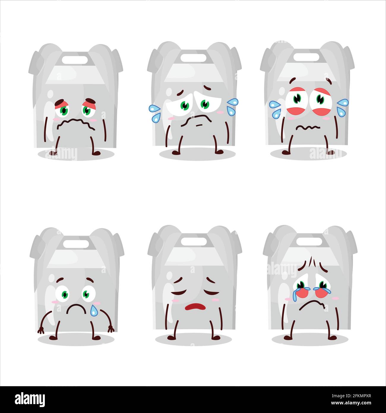 Food bag cartoon character with sad expression. Vector illustration ...