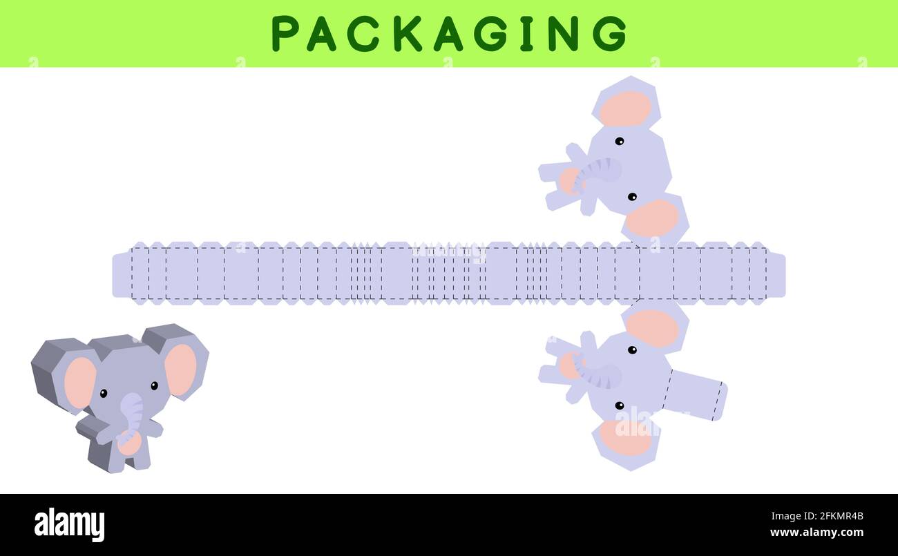 Party favor box die cut elephant design for sweets, candies, small ...