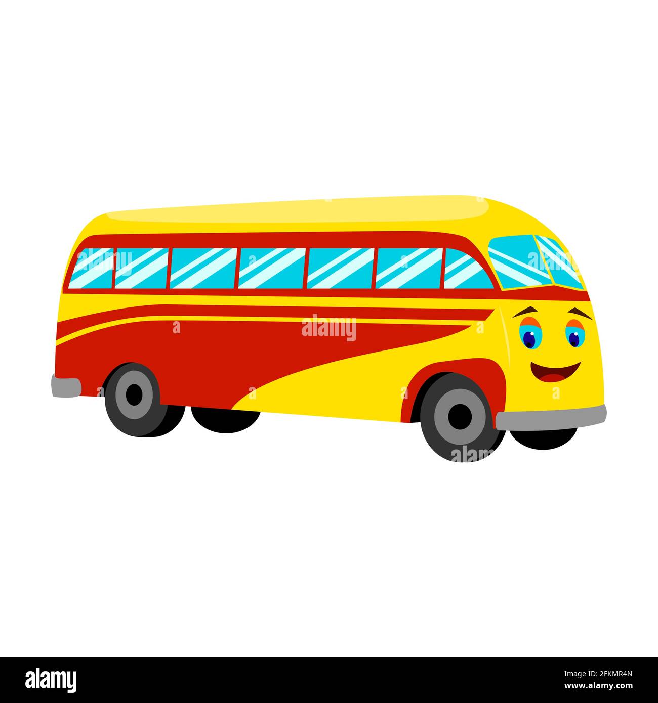 cartoon yellow bus with eyes. Urban transport. vector isolated on a ...