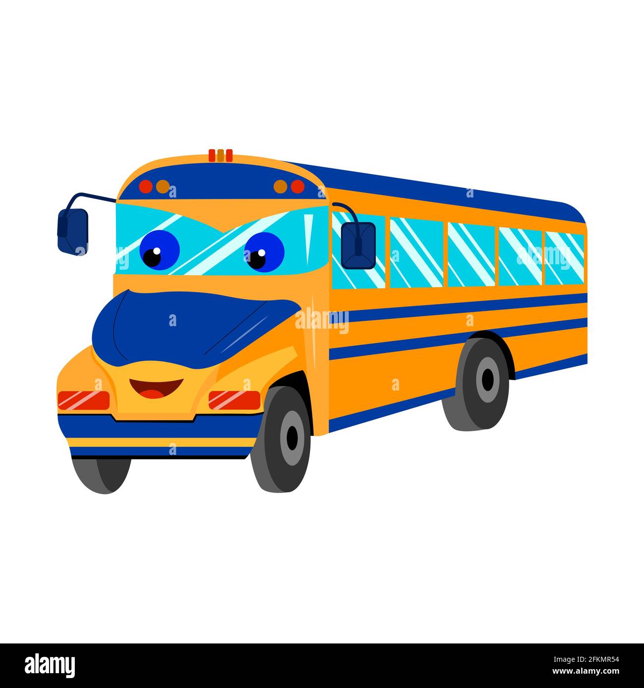 cartoon yellow school bus with eyes. Bus for children. Urban transport ...
