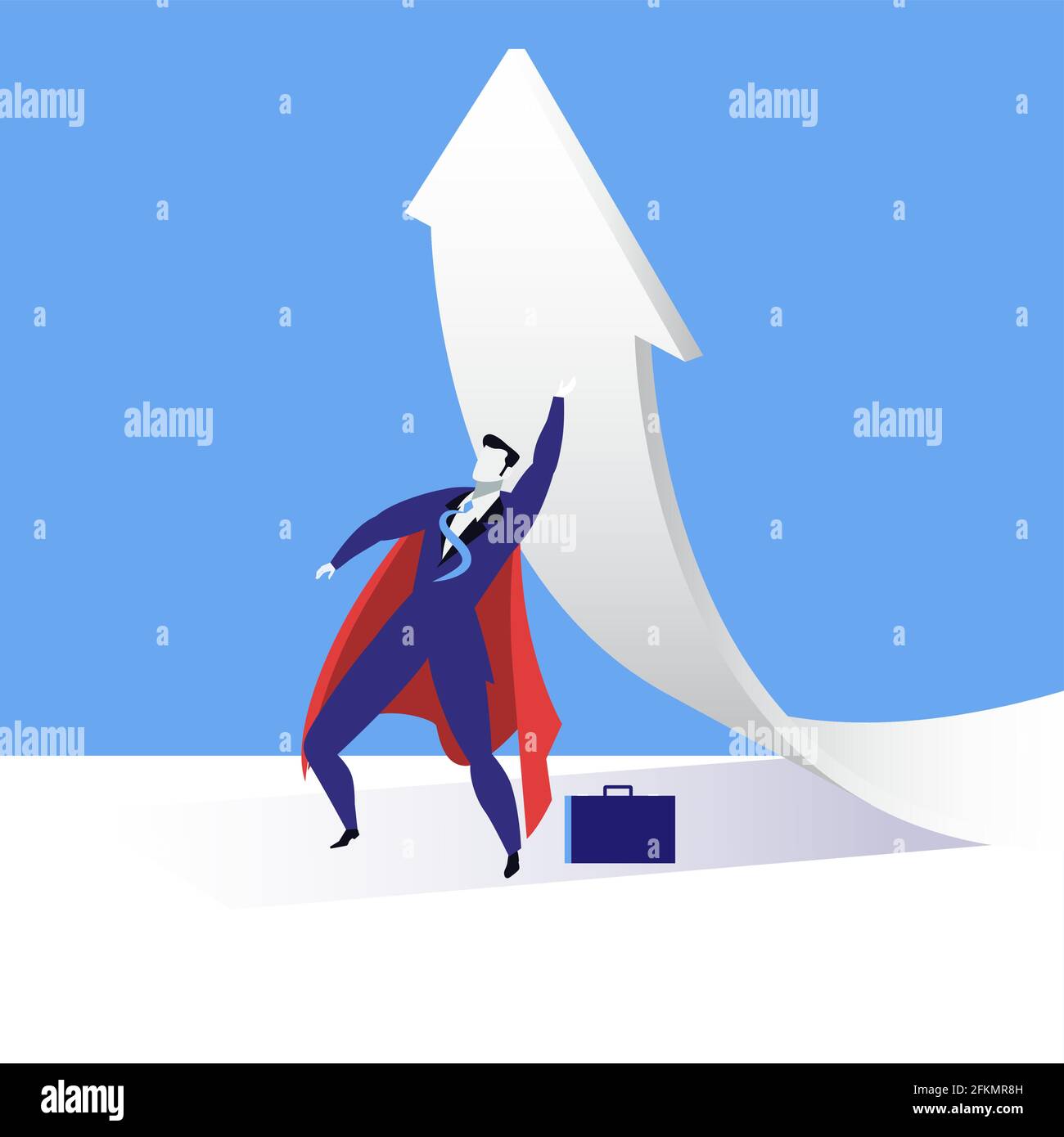 Vector illustration of super businessman, flat style design Stock ...