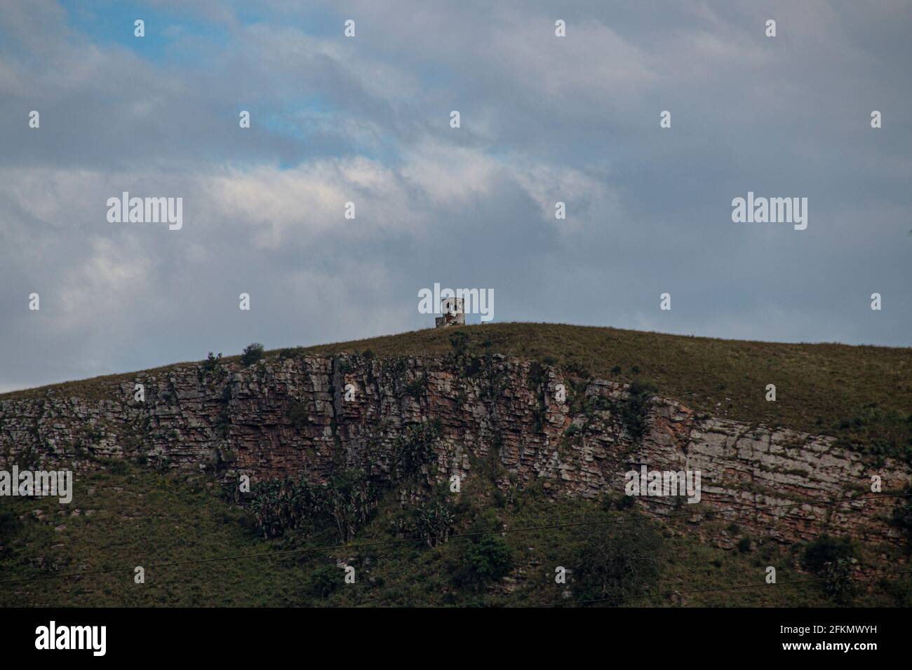 Old stone lookout tower constructed at top of cliff Stock Photo - Alamy