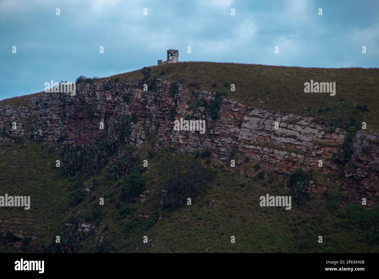 Old stone lookout tower constructed at top of cliff Stock Photo - Alamy