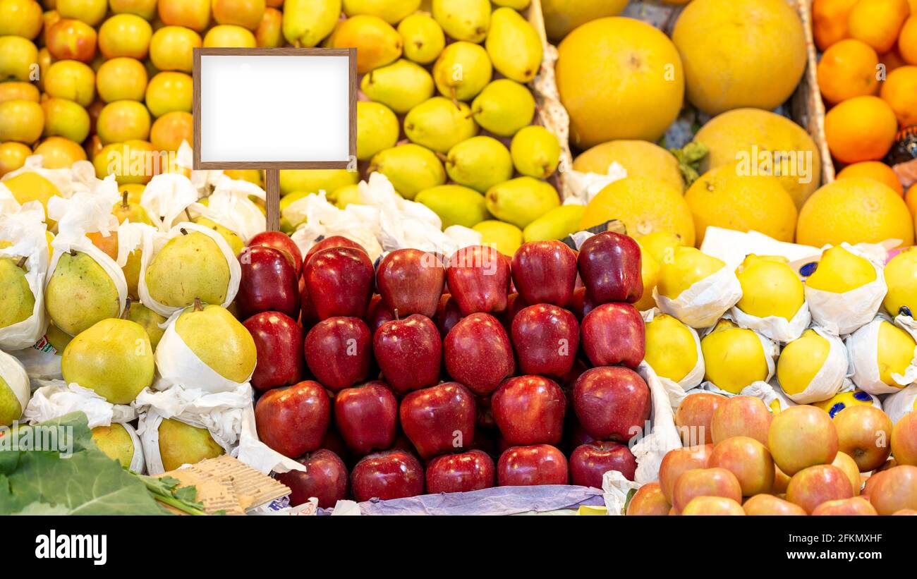 front view various fresh fruits background Stock Photo - Alamy