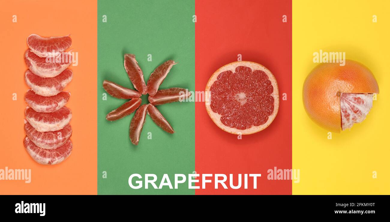 Creative layout made of grapefruit. High resolution photo. Full depth ...