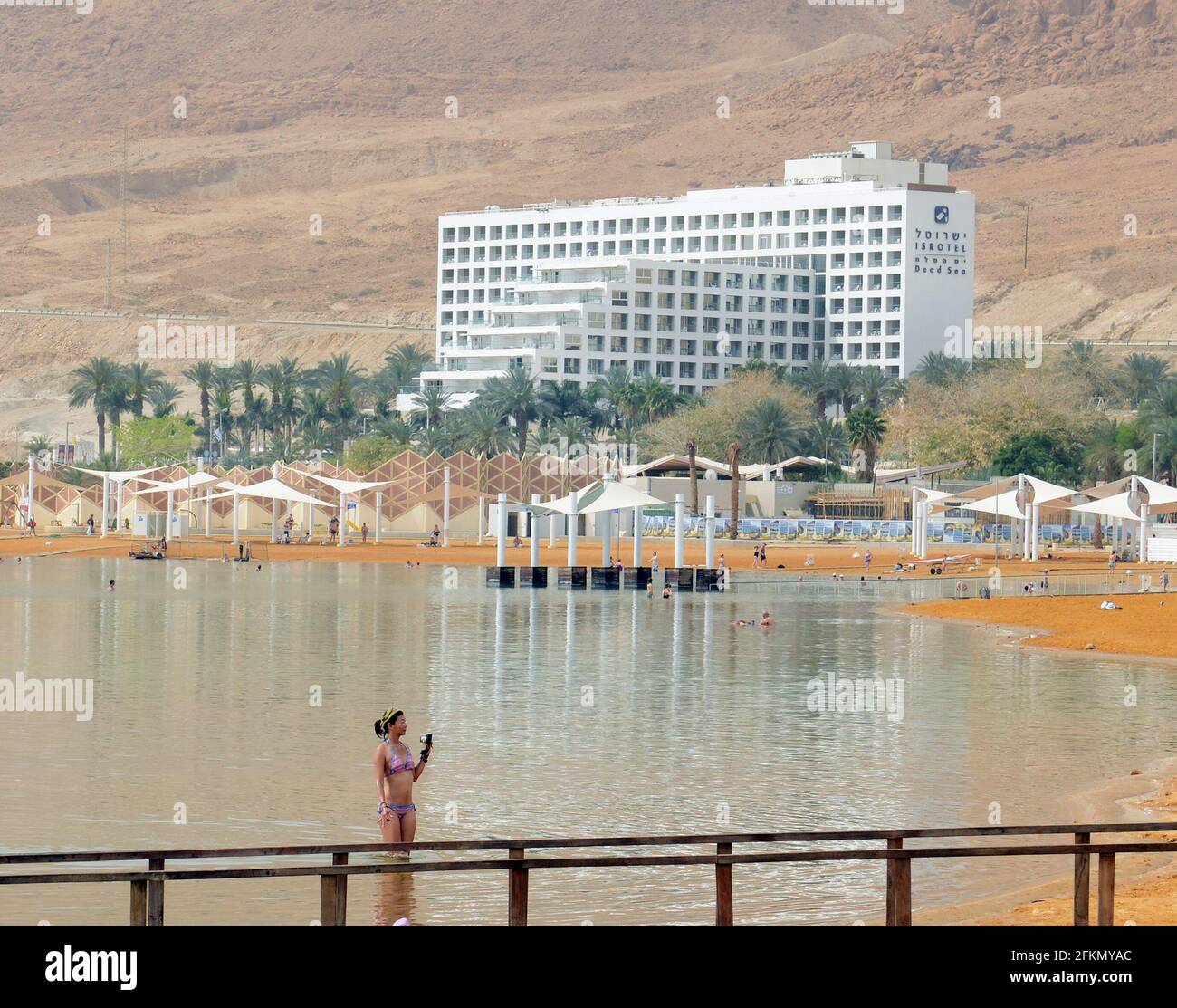 The Dead Sea hotel strip in Ein Bokek, Israel Stock Photo - Alamy