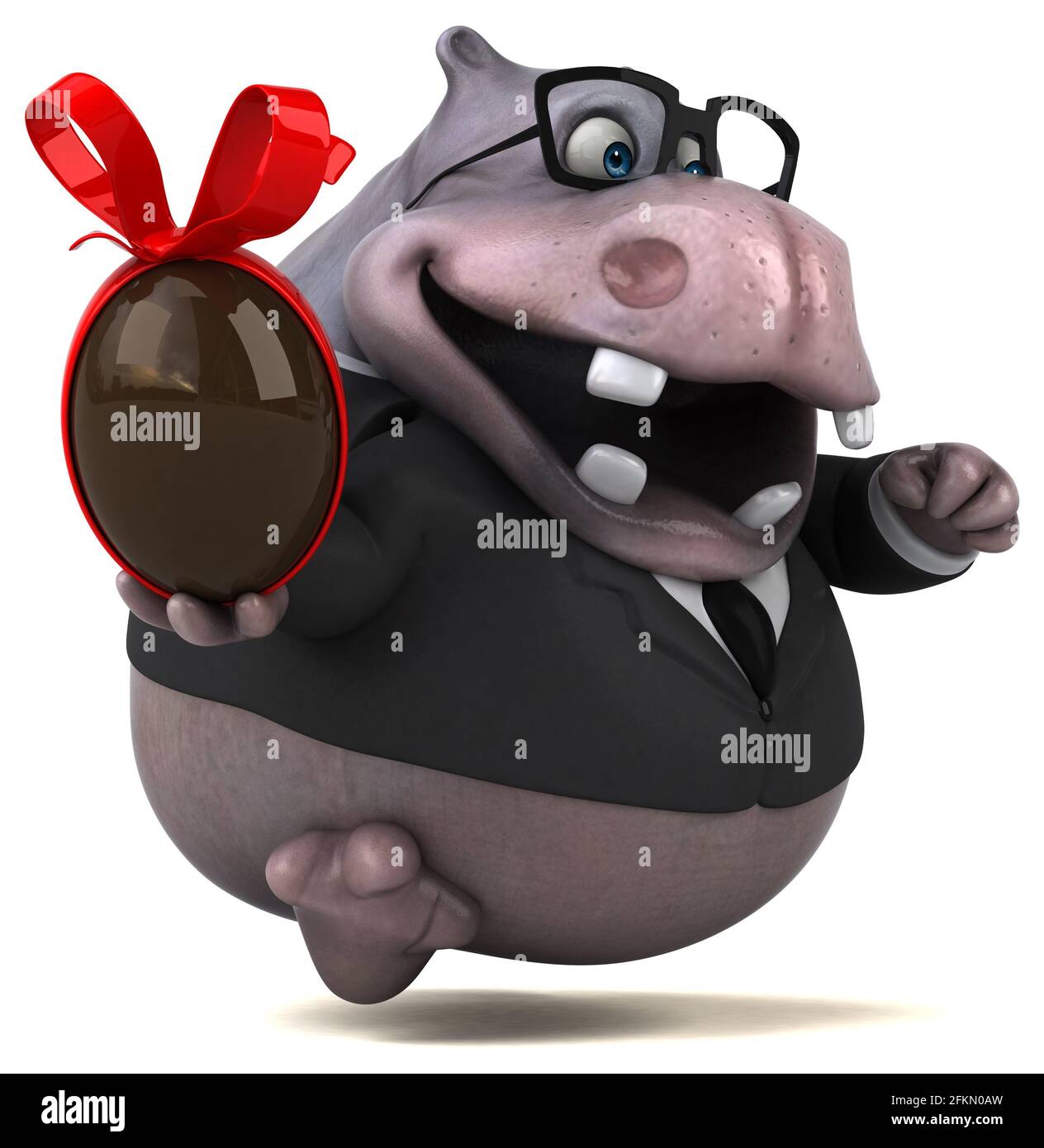 Fun hippo - 3D Illustration Stock Photo - Alamy