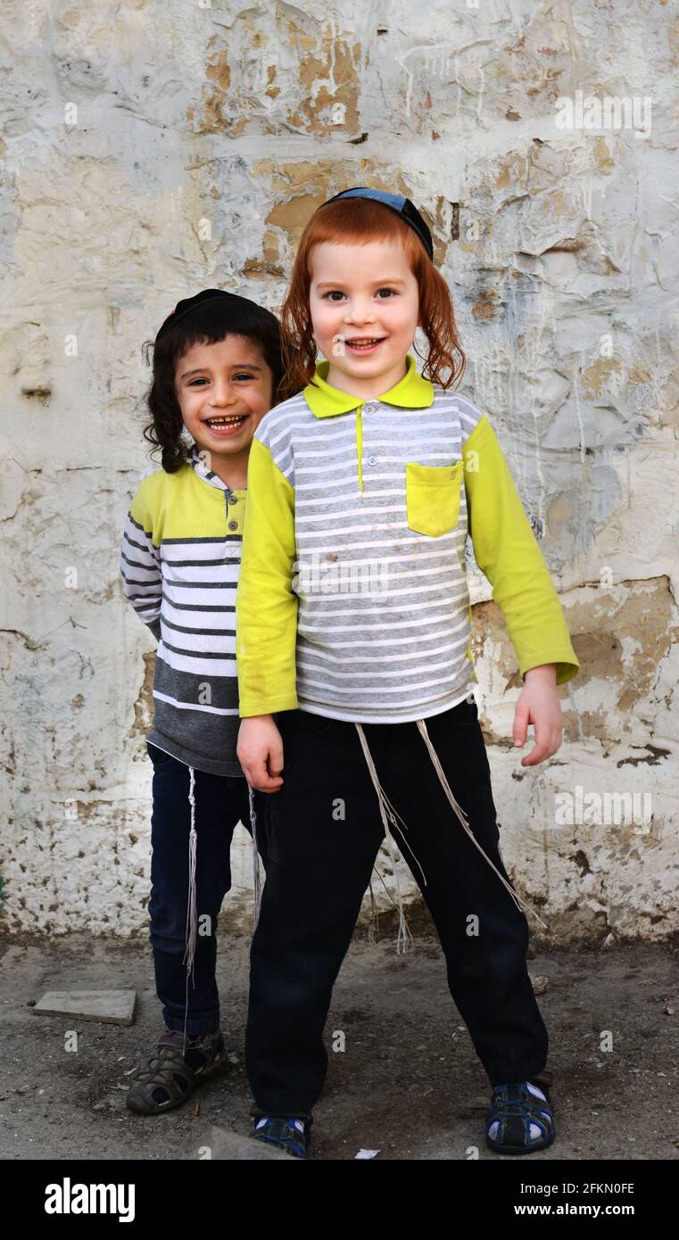 Portrait of a young Jewish Orthodox boy taken in Mea Shearim ...