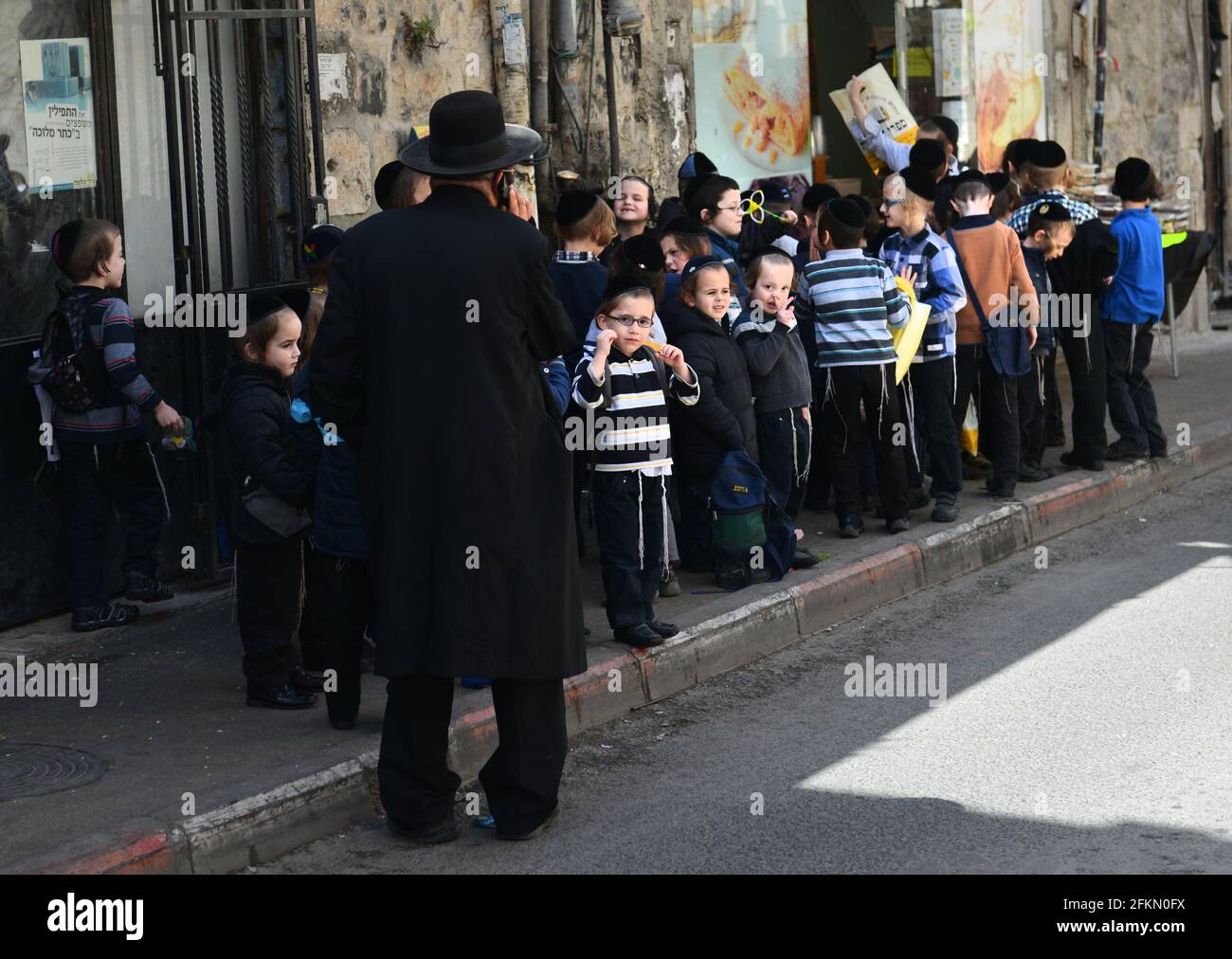 Young Orthodox Jewish boys on Mea Shearim street in Jerusalem, Israel ...
