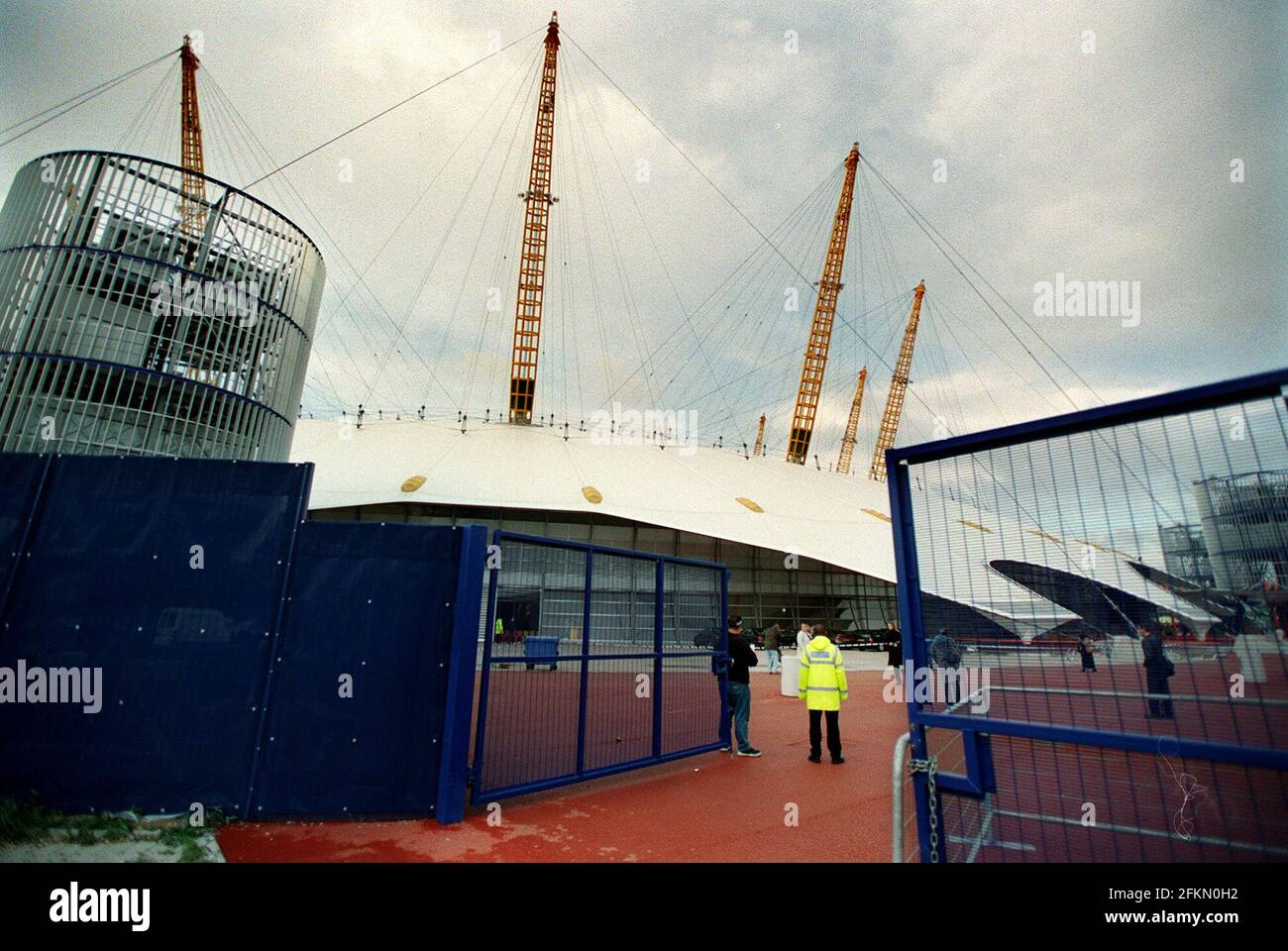 THE G-SIDE GATE TO THE MILLENIUM DOME, NOVEMBER 2000WHERE THE BREAK IN WAS MADE USING A JCB. THE ...