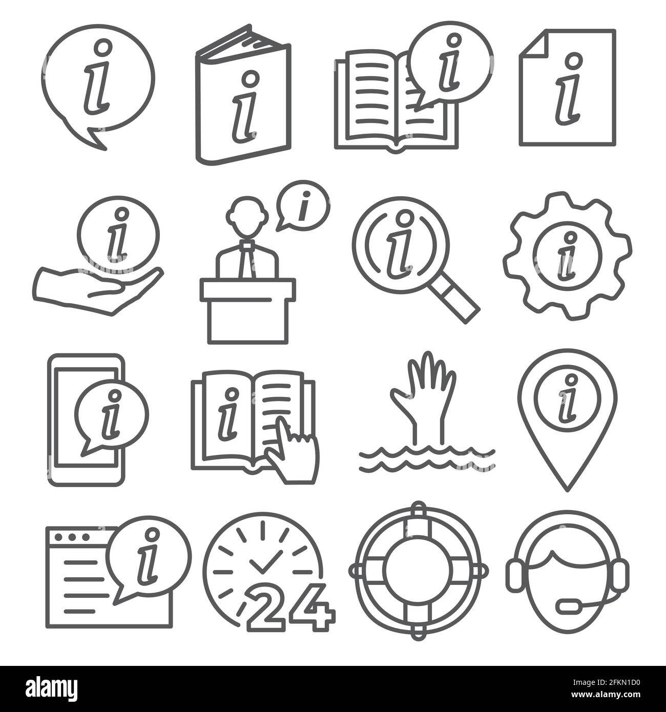 Information line icons set on white background Stock Vector Image & Art ...