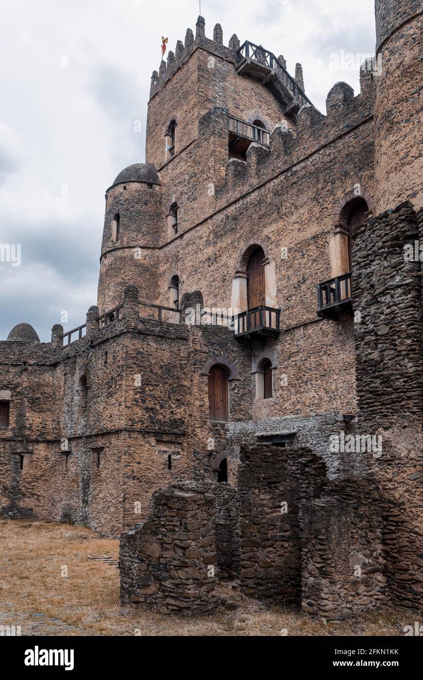 ruins of famous african castle Fasil Ghebbi, Royal fortress-city in ...