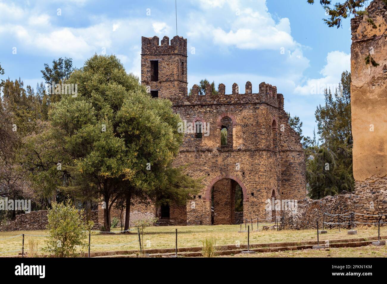 ruins of famous african castle Fasil Ghebbi, Royal fortress-city in ...