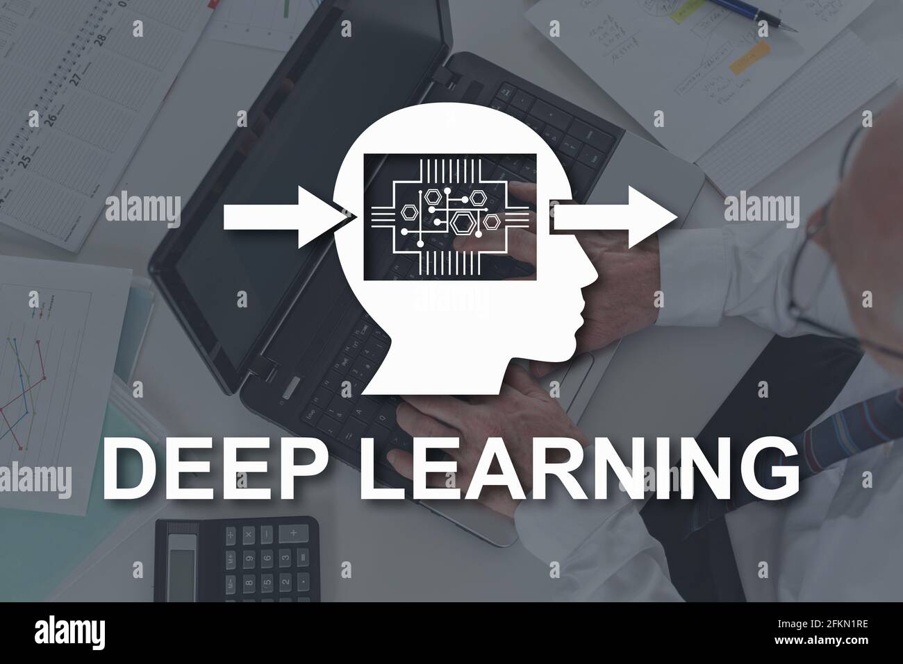 Deep learning concept illustrated by a picture on background Stock ...