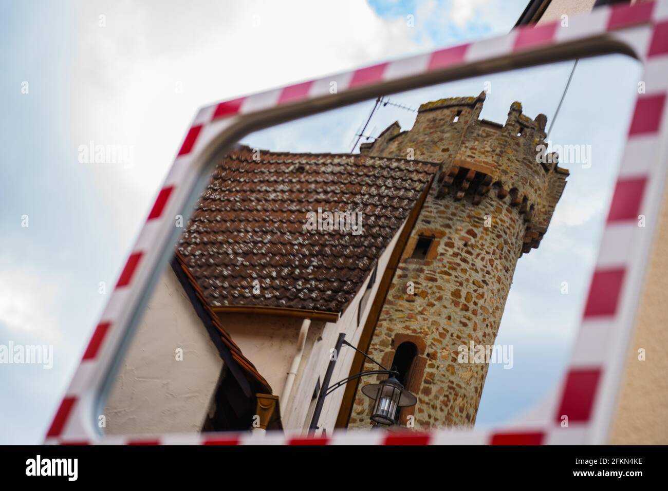 02 May 2021, Bavaria, Großwallstadt: The Round Tower, part of the old ...