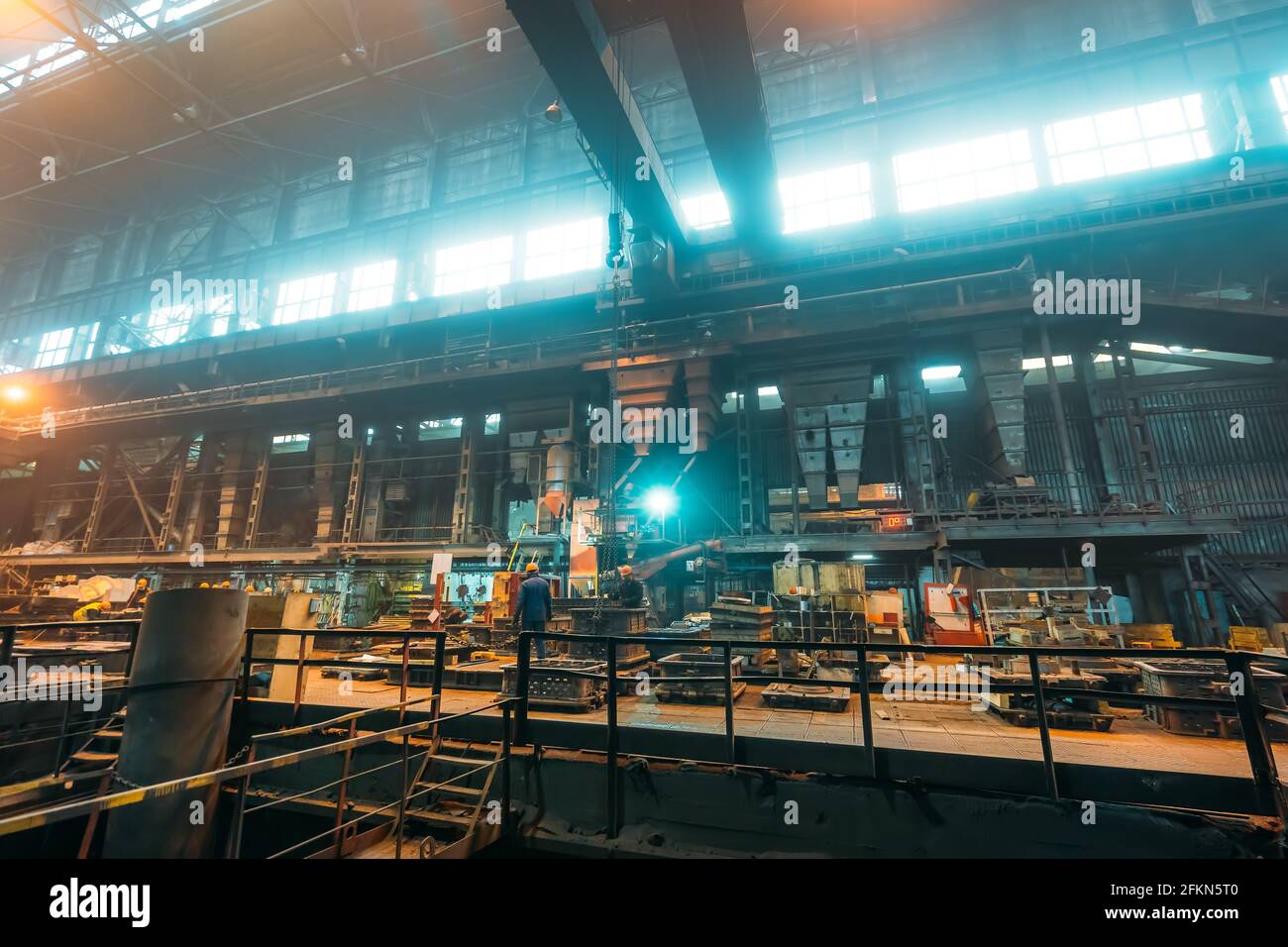 Metallurgical plant or Steel Factory, Large Workshop Interior with ...