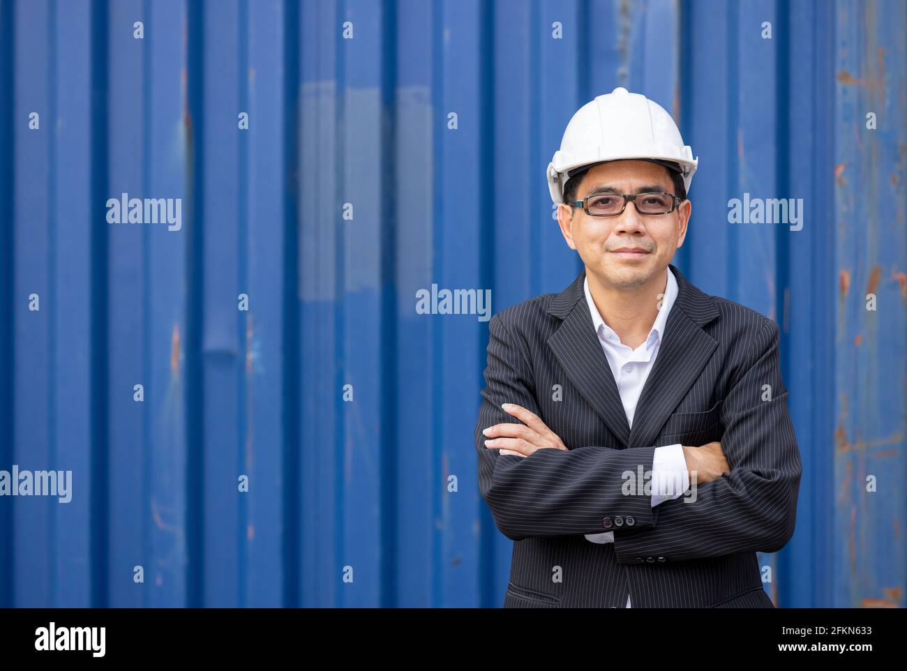 Portrait transportation man engineering a helmet logitics shipping at ...