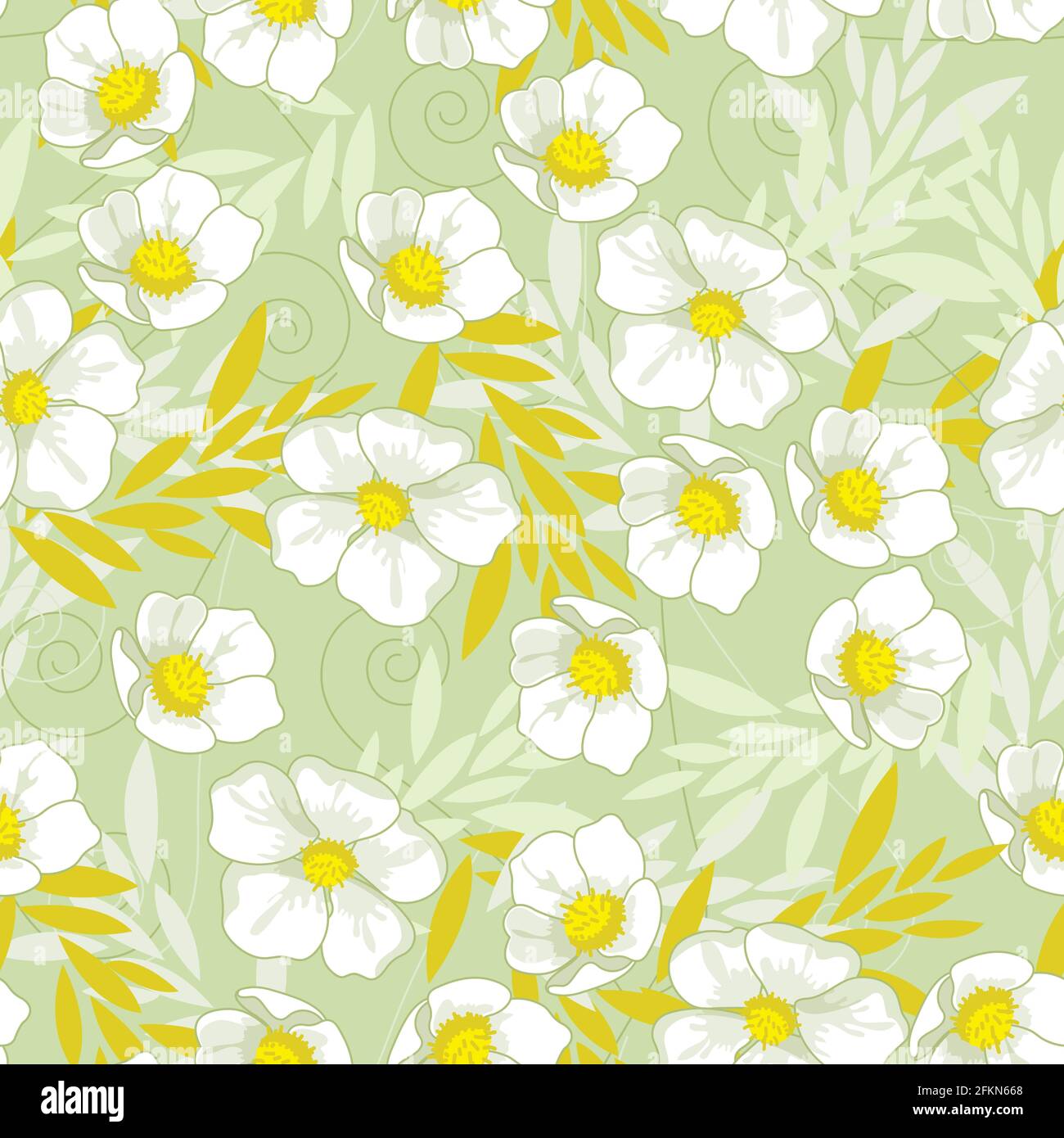 Vector seamless pattern with hand-drawn flowers. Vector illustration ...