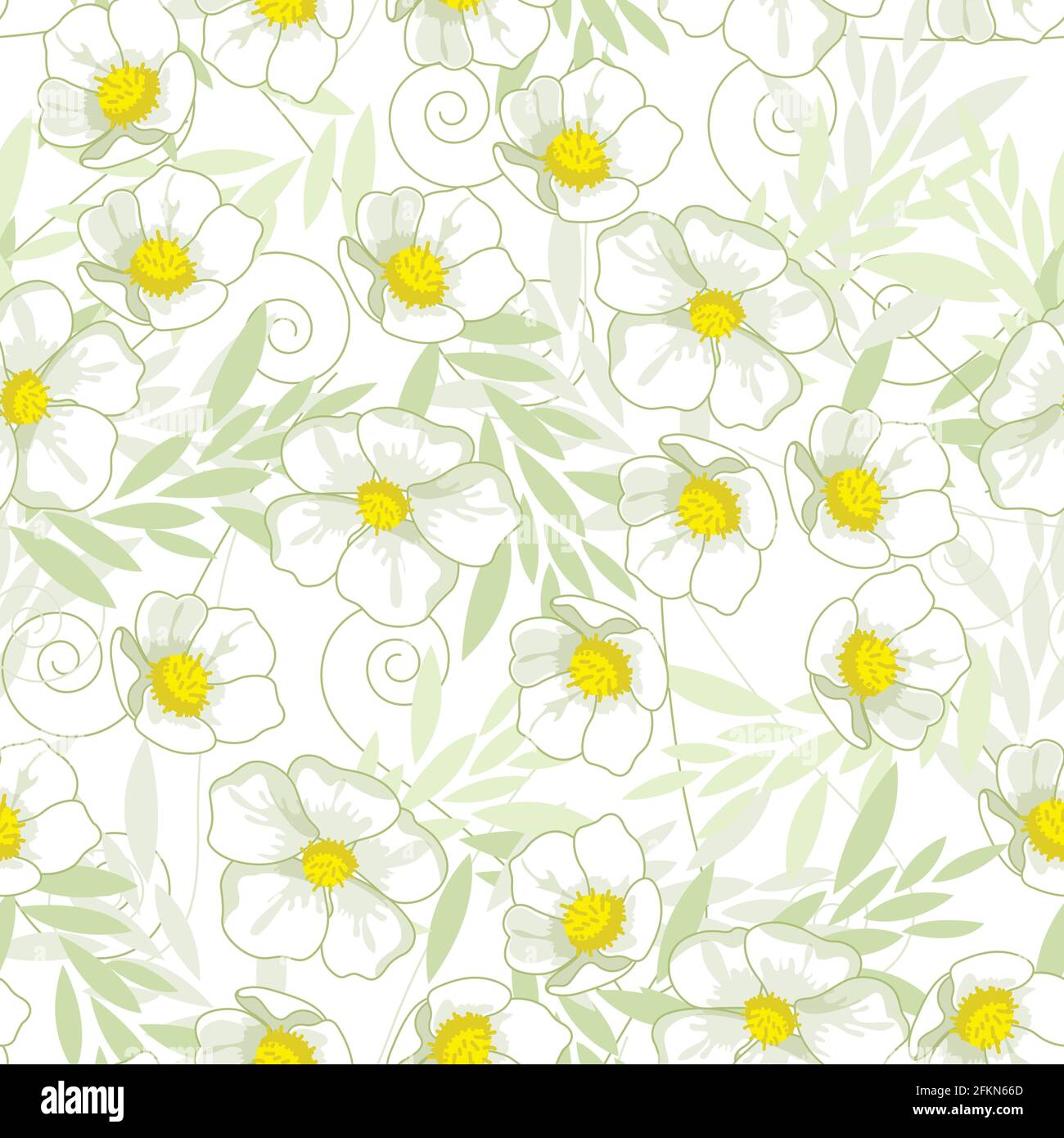 Vector seamless pattern with hand-drawn flowers. Vector illustration ...