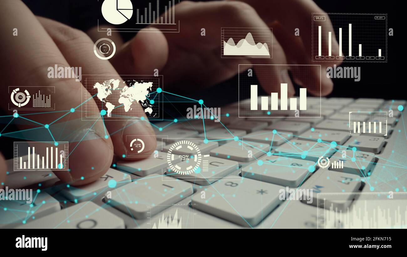 Creative visual of business big data and finance analysis on computer ...
