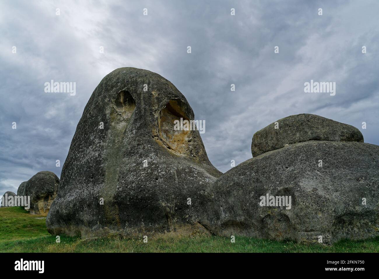 Elephant Rocks in Waitaki Valley, Otago, south island, New Zealand. The ...